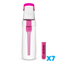 Dafi | Flamingowa butelka filtrująca Solid 700 ml i 7 wkładów