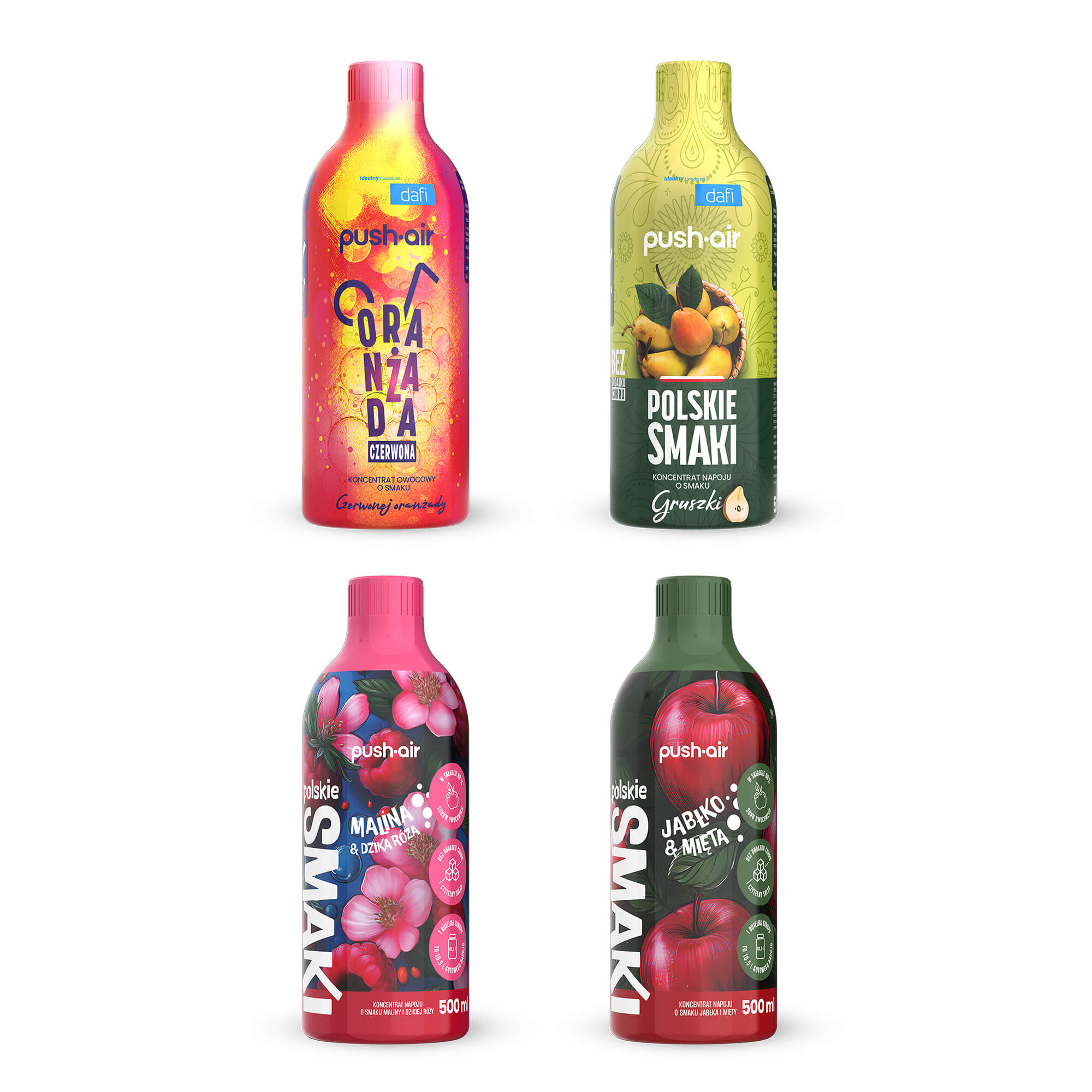 Dafi | syropy do Pushair Czerwona Oranżada + Jabłko i Mięta + Gruszka+ ...